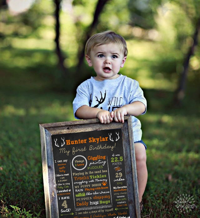 Hunting First Birthday Chalkboard Sign Deer Milestone - Etsy Canada