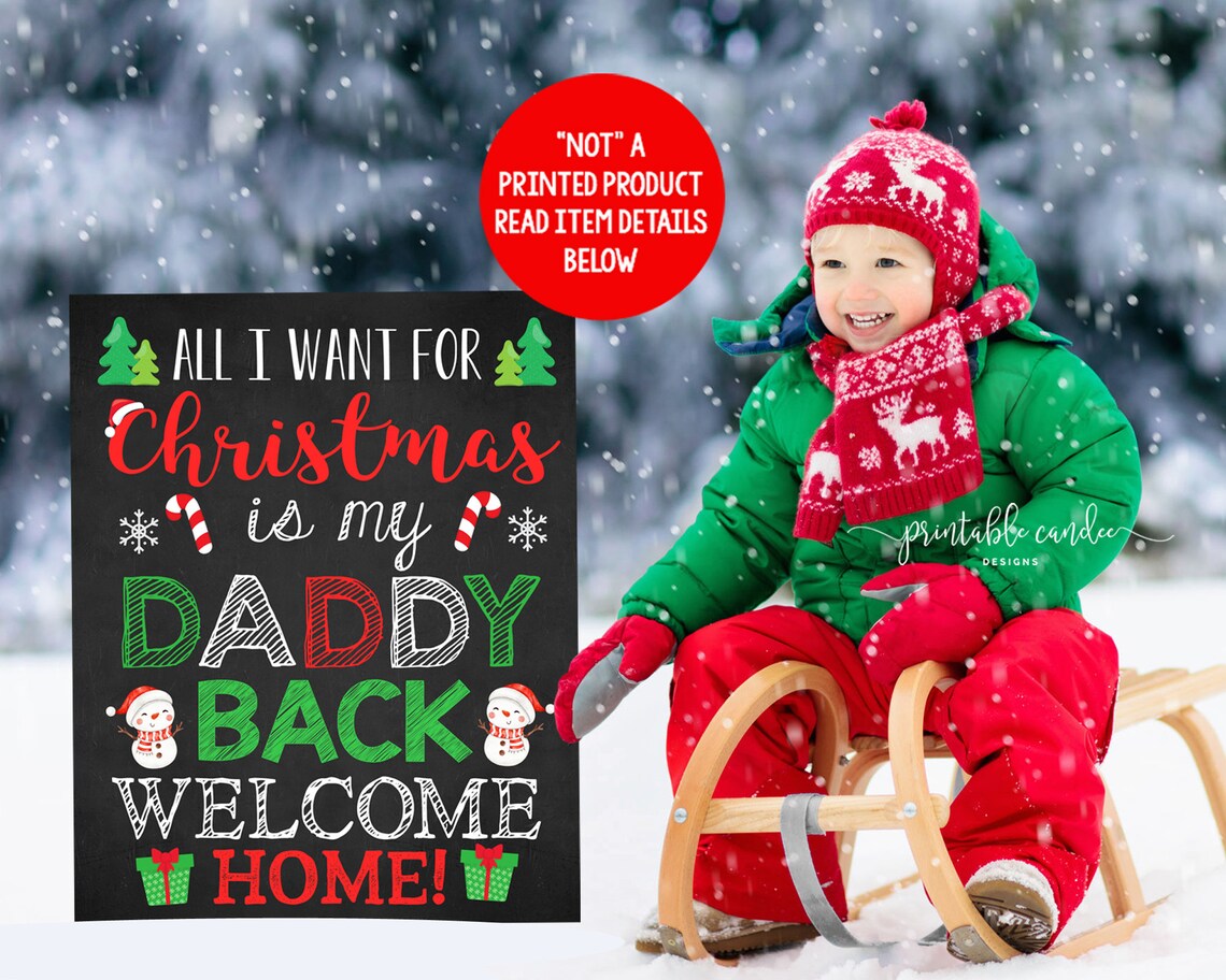 Christmas Welcome Home Daddy Sign Holiday Homecoming Back From - Etsy