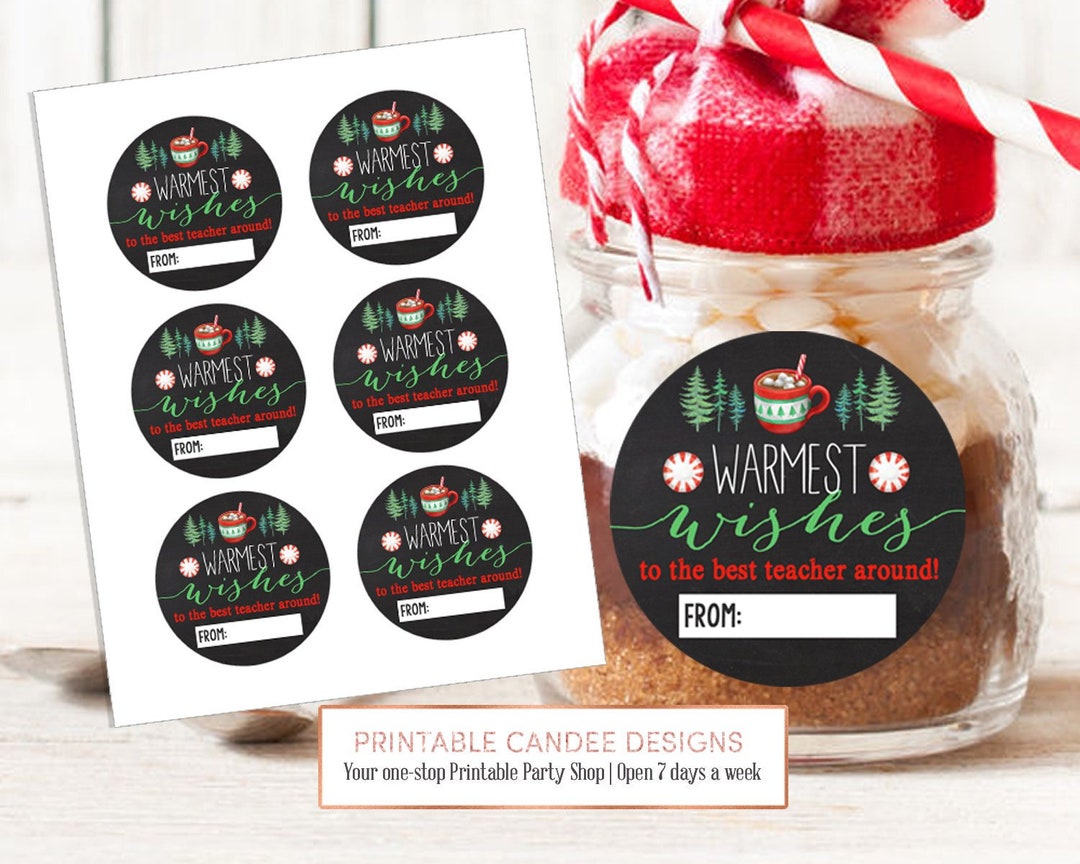 Hot Cocoa Teacher Gift Printable Favors School Christmas Happy Holiday ...