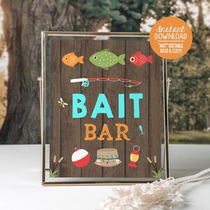Fishing Food Sign Fish Table Sign Bait Bar Fishing Party Signs Rustic ...