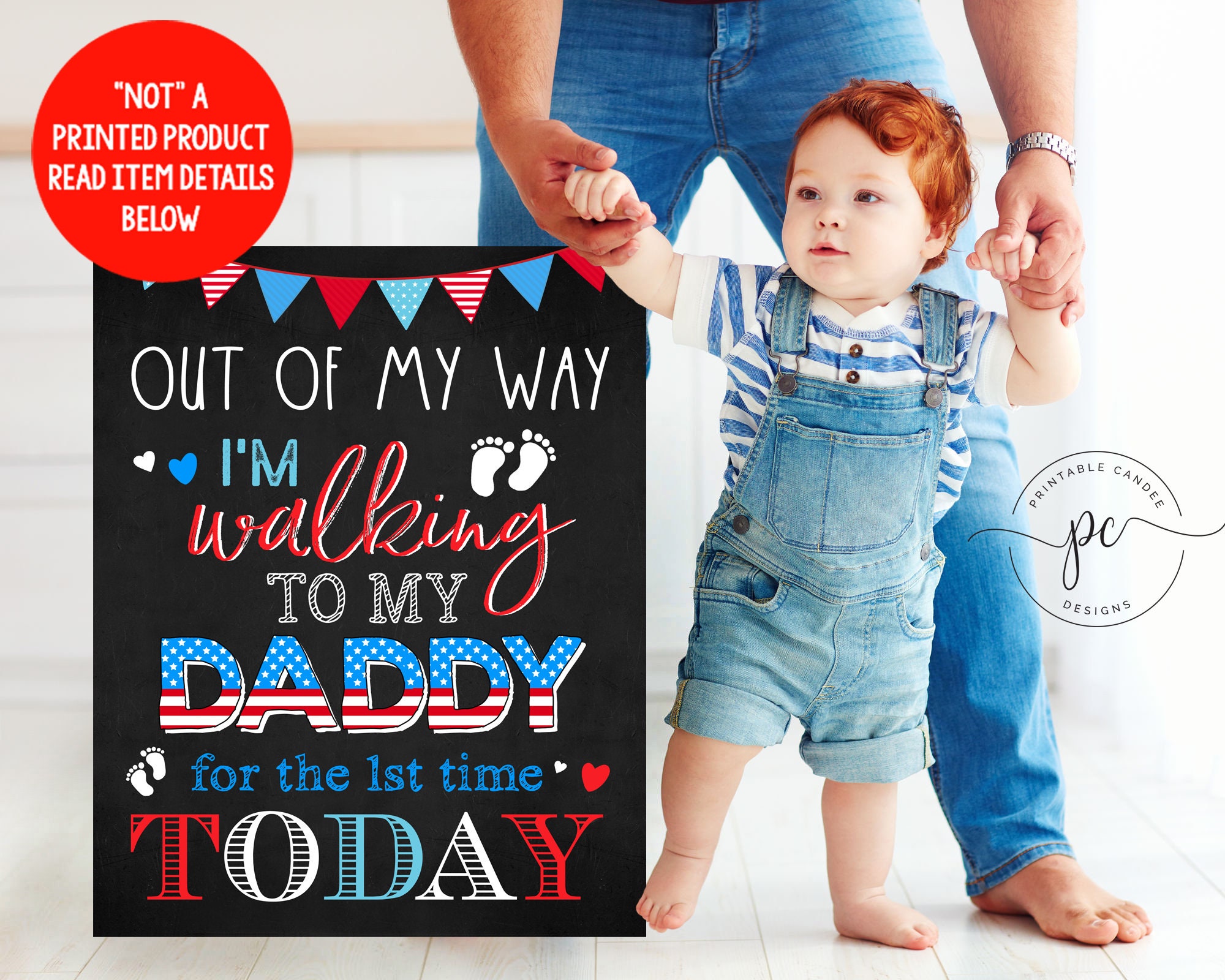 Welcome Home Walking to Daddy Sign Red White Blue Homecoming - Etsy