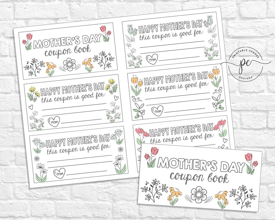 Mother's Day Coupon Book Printable Kids Children Mom Gift - Etsy
