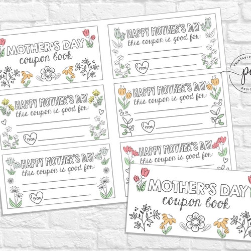 Mother's Day Coupon Book Printable Kids Children Mom Gift - Etsy