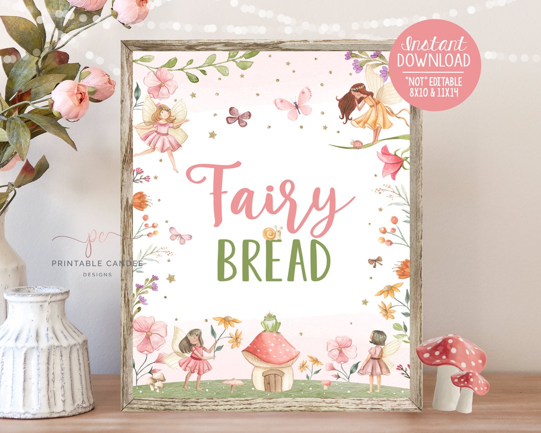 Fairy Party Sign Fairy Bread Pink Floral Princess Whimsical Garden ...