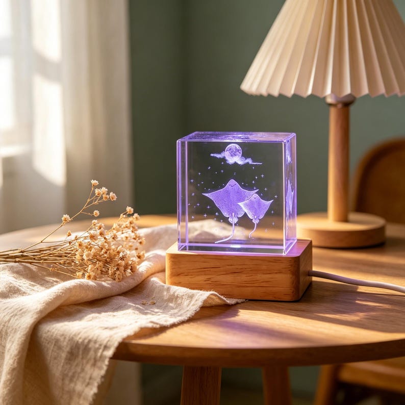 Handcrafted Devil Ray Resin Night Light, Ocean Lamp, Whimsical Sea ...