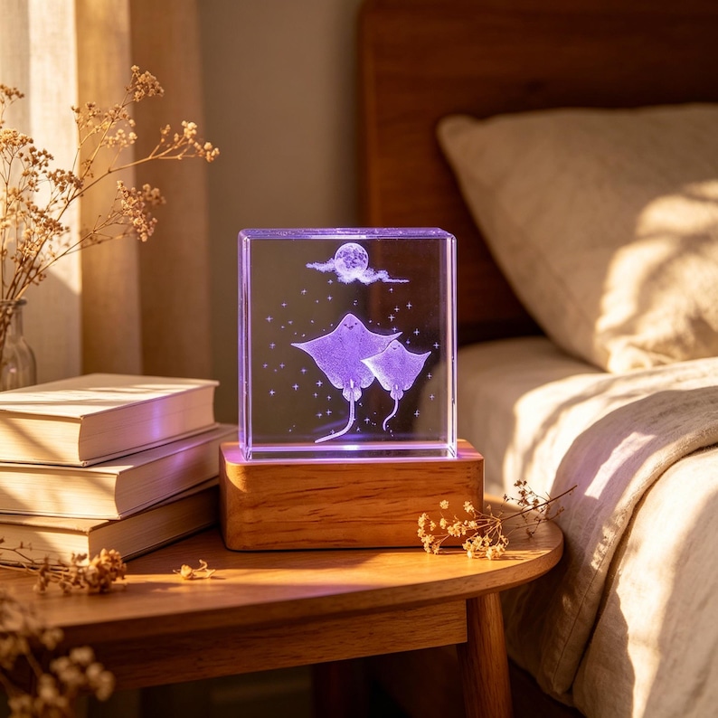 Handcrafted Devil Ray Resin Night Light, Ocean Lamp, Whimsical Sea ...