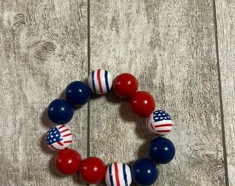 American Flag Beaded Bracelet - Etsy