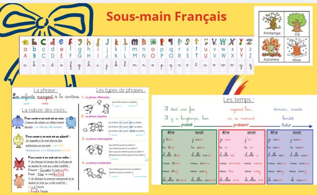 Pack of 3 French, Math, and English School Desk Mats | Primary School ...