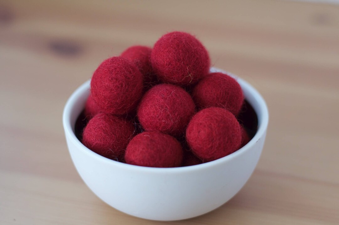Dark Red Felt Balls, Felt Pom Pom Balls - Etsy