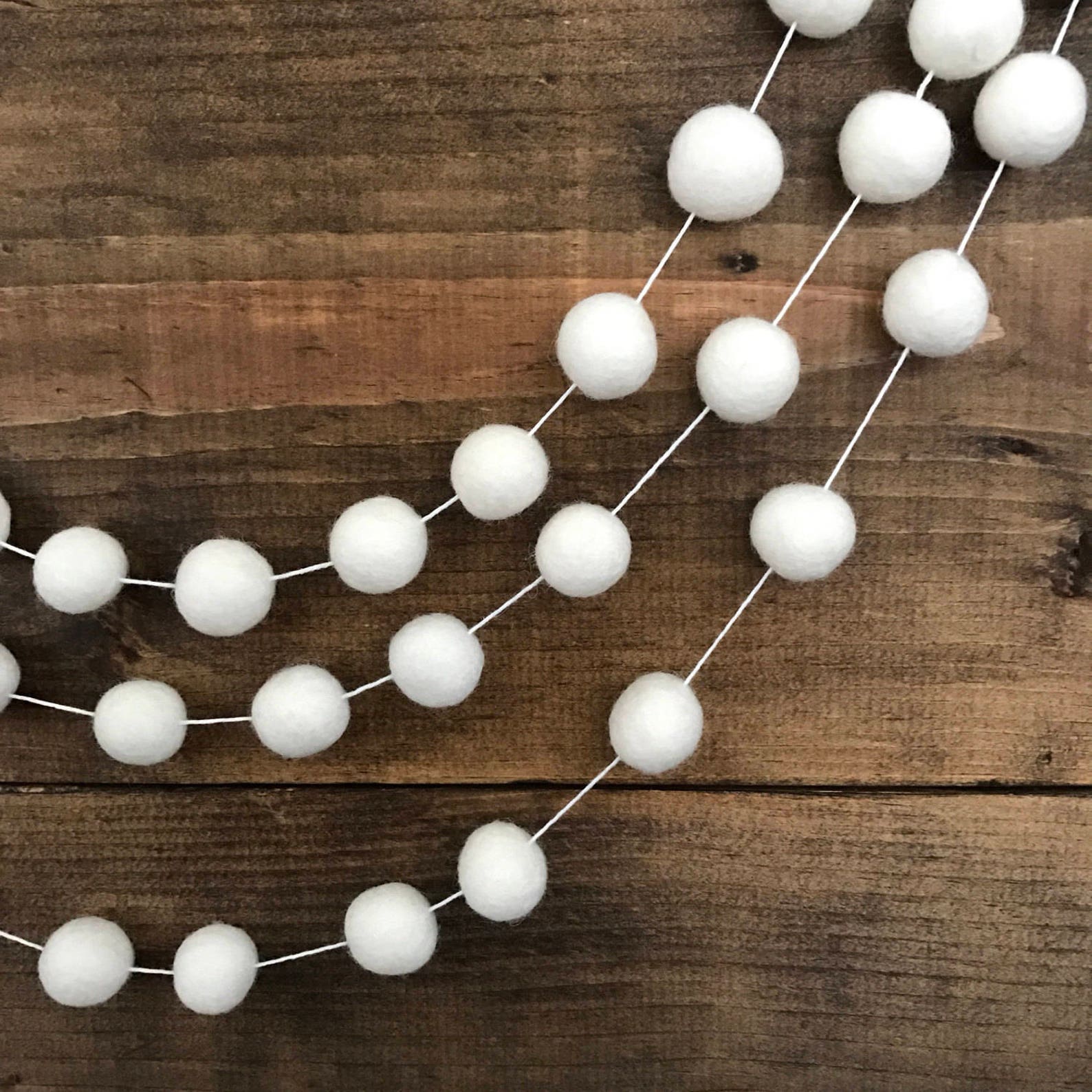 White as Snow Felt Ball Garland White Felt Pom Garland - Etsy