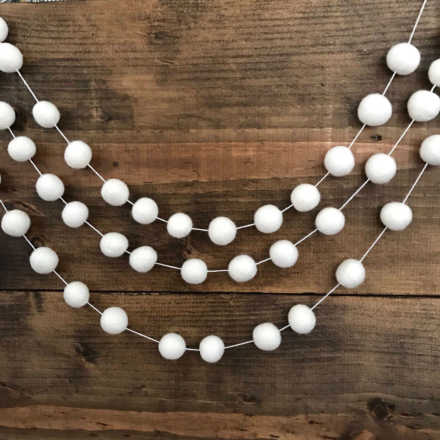 White as Snow Felt Ball Garland White Felt Pom Garland - Etsy