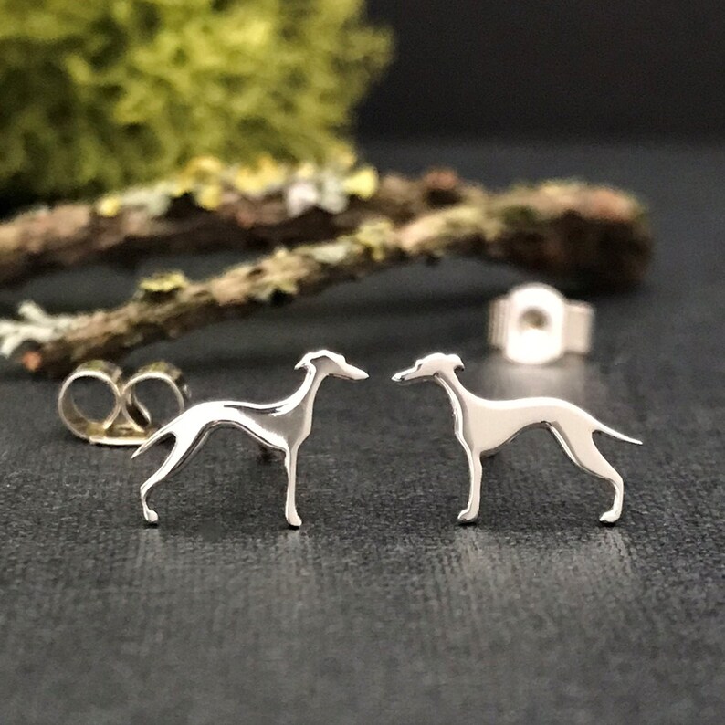 Handmade Sterling Silver Whippet Dog Stud Earrings - Etsy UK