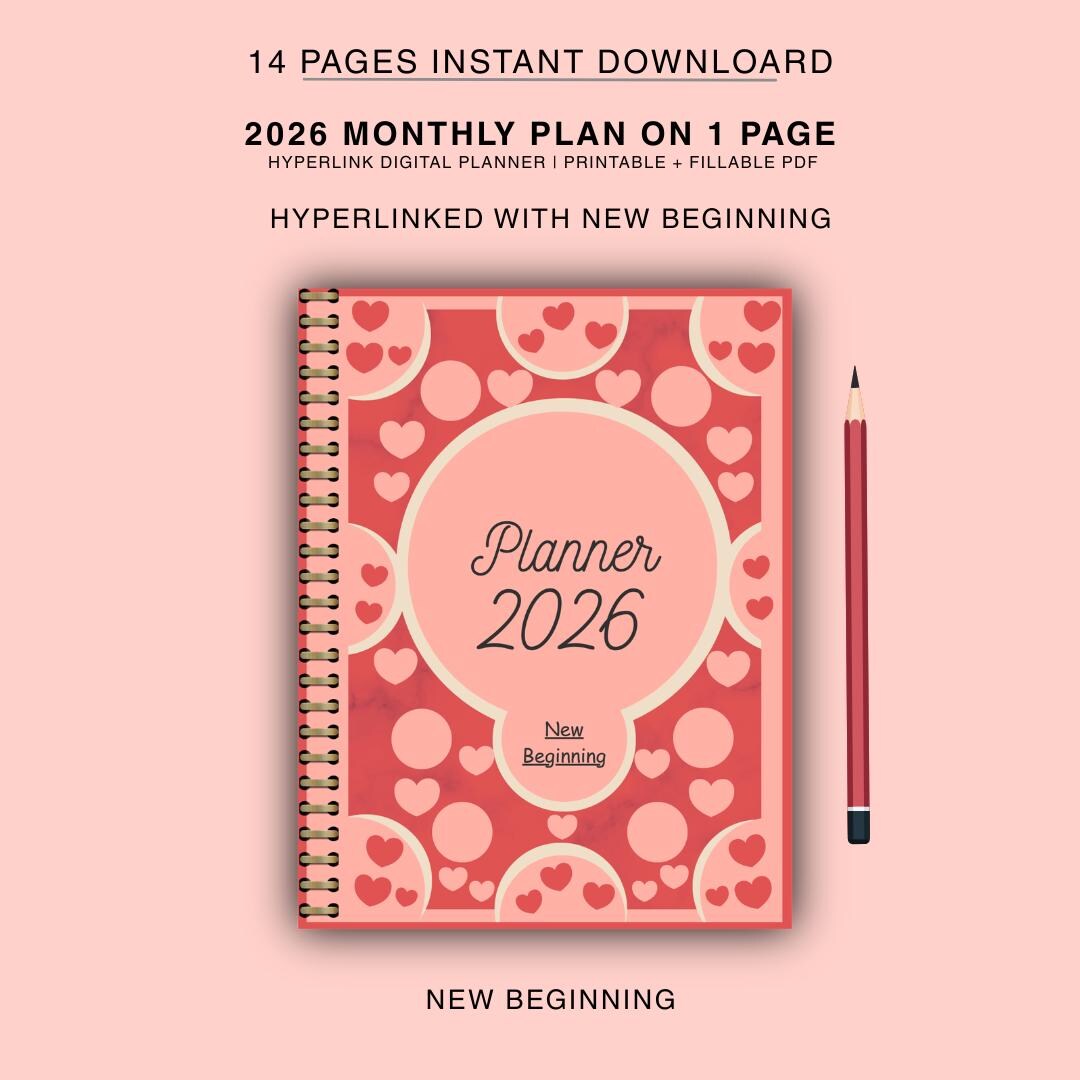 Soft Pink 2026 Digital Monthly Planner for Goodnotes - Etsy Australia