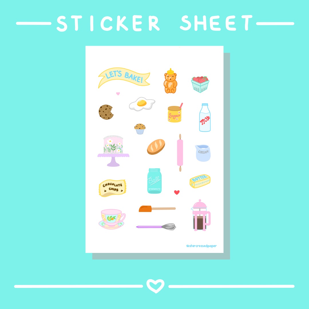 Let’s Bake! Sticker Sheet | Cute Baking Cooking Pastry Stickers | Cake ...