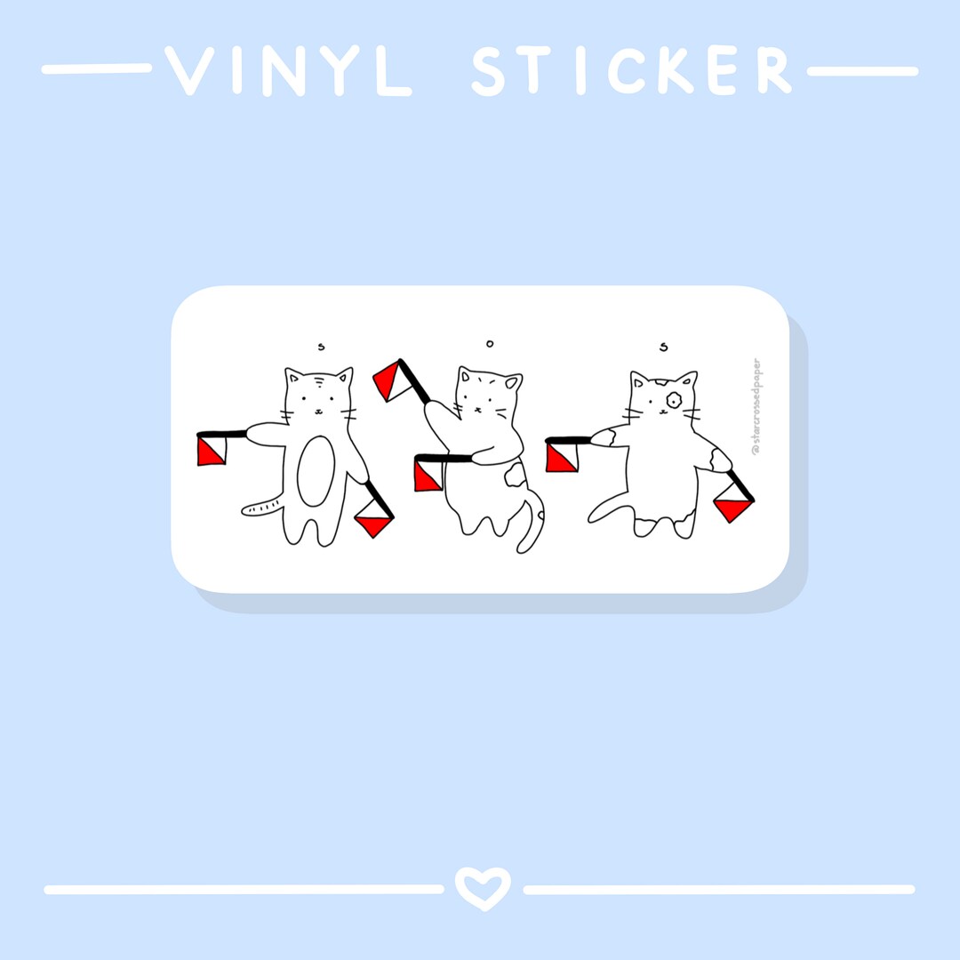 Cats SOS Sticker | Cute Nautical Code Cats | Maritime Code Cats | Sailing Cats Flag Signals ...