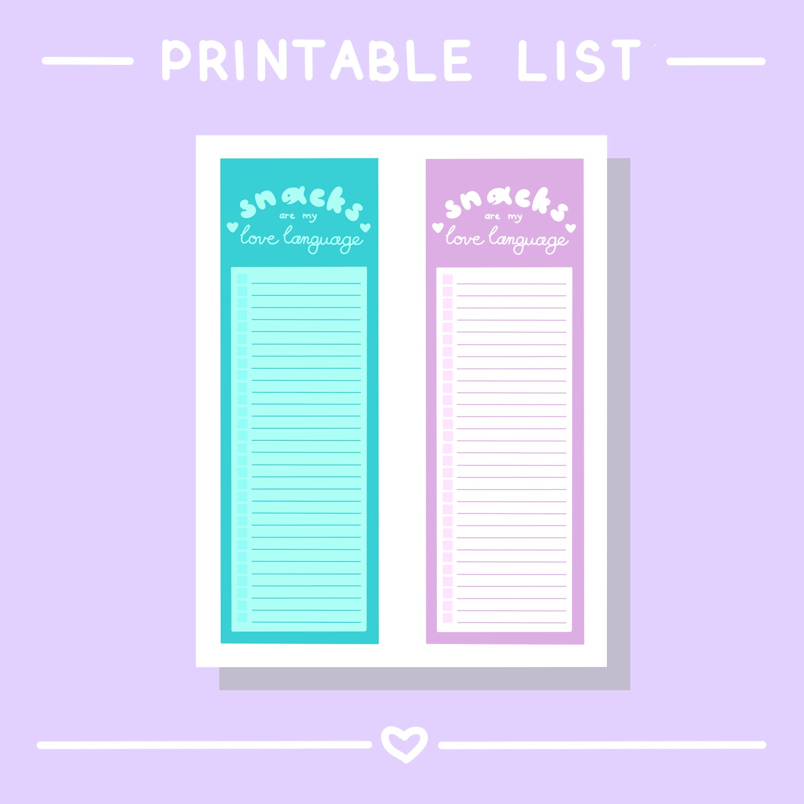 Snacks Are My Love Language — Downloadable Grocery List — Snack Pad ...