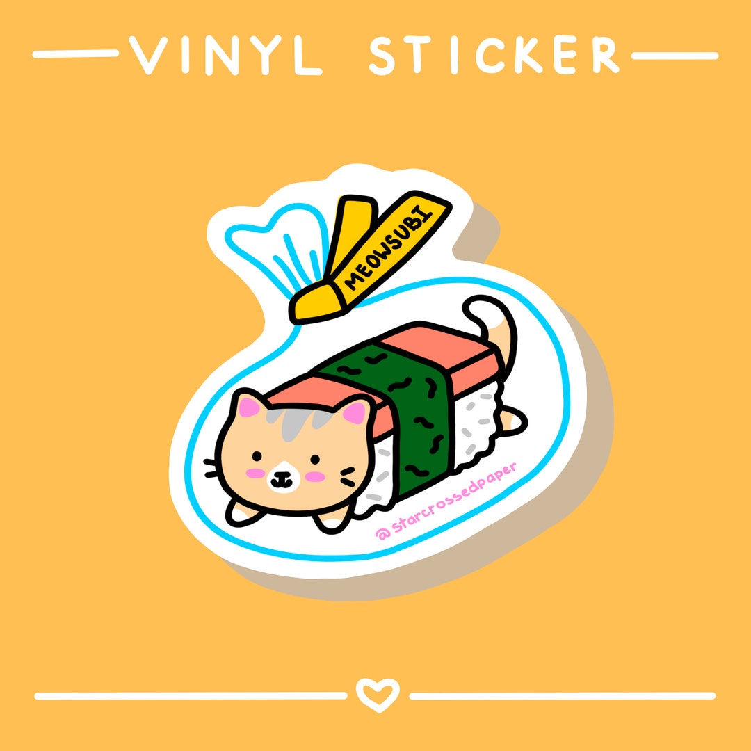 Meowsubi | Punny Cat Gang Sticker | Cat Spam Musubi Sticker | Cute Cat ...
