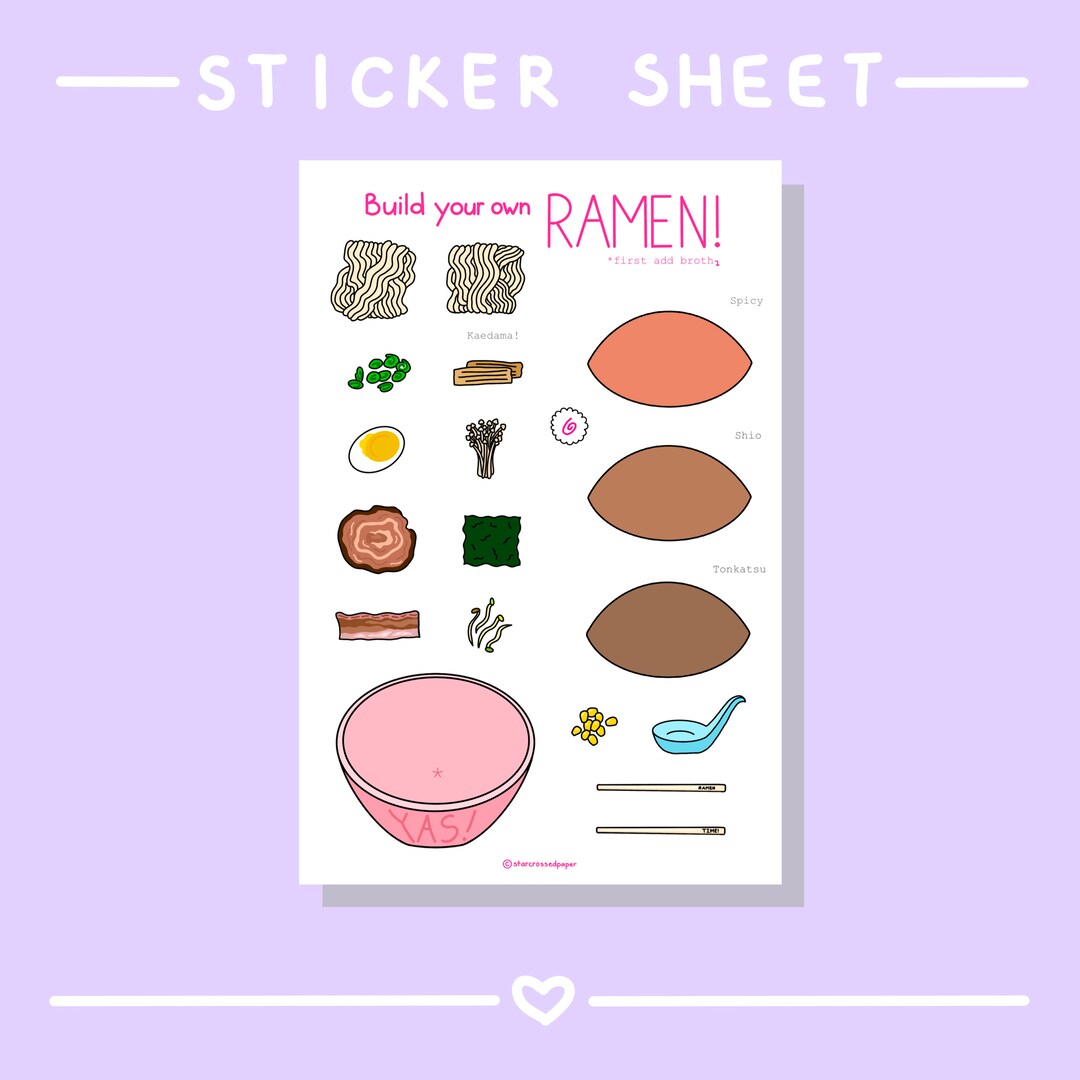 Build Your Own Ramen Sticker Sheet | Layerable Stickers | Waterproof ...
