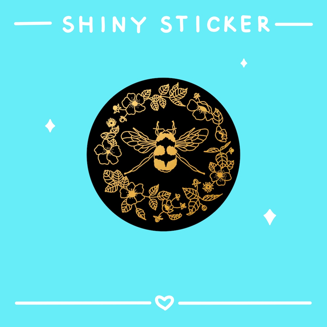 Shiny Bee Sticker | Metallic Gold Bee Foil Sticker | Bumblebee Bee ...