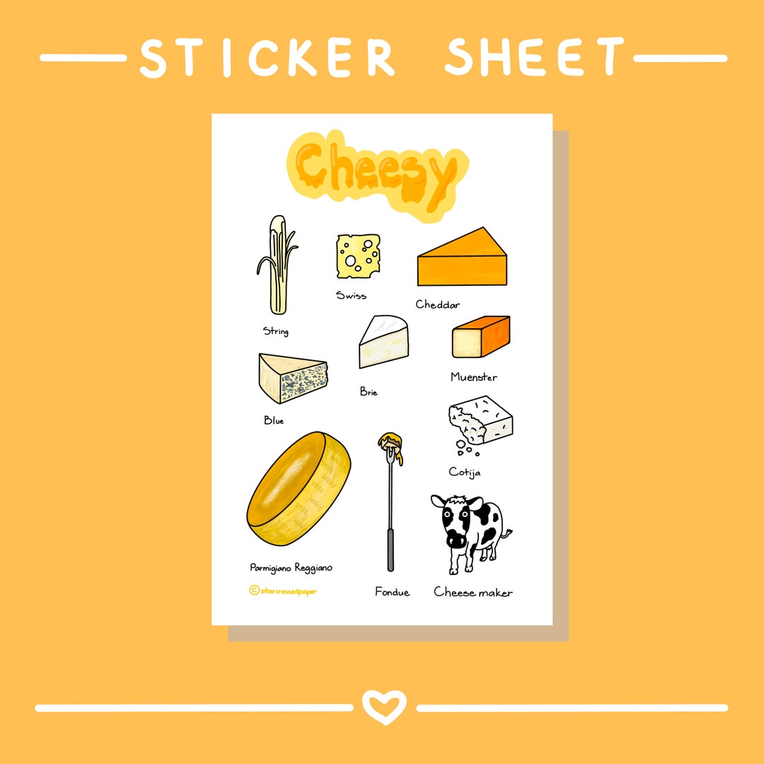 Cheesy Sticker Sheet | Vinyl Glossy Stickers | Water Bottle Stickers ...