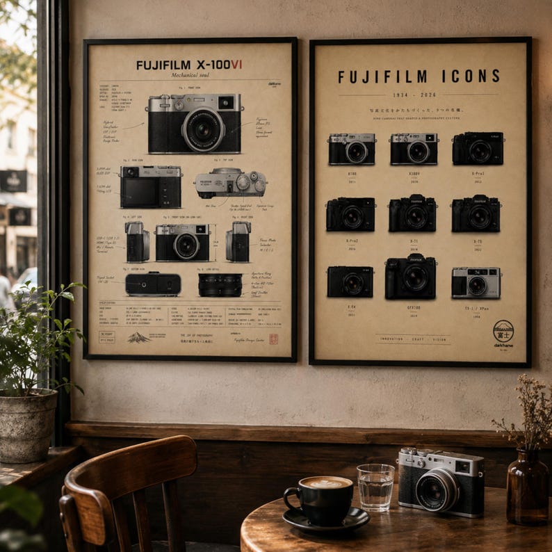 Fujifilm X100VI Silver Camera Poster | Minimalist Photography Art Print ...