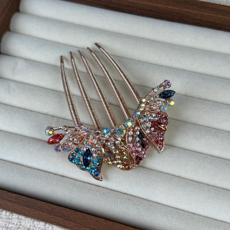 Butterfly Crystal Hair Comb, Colorful Rhinestone Hair Accessory ...