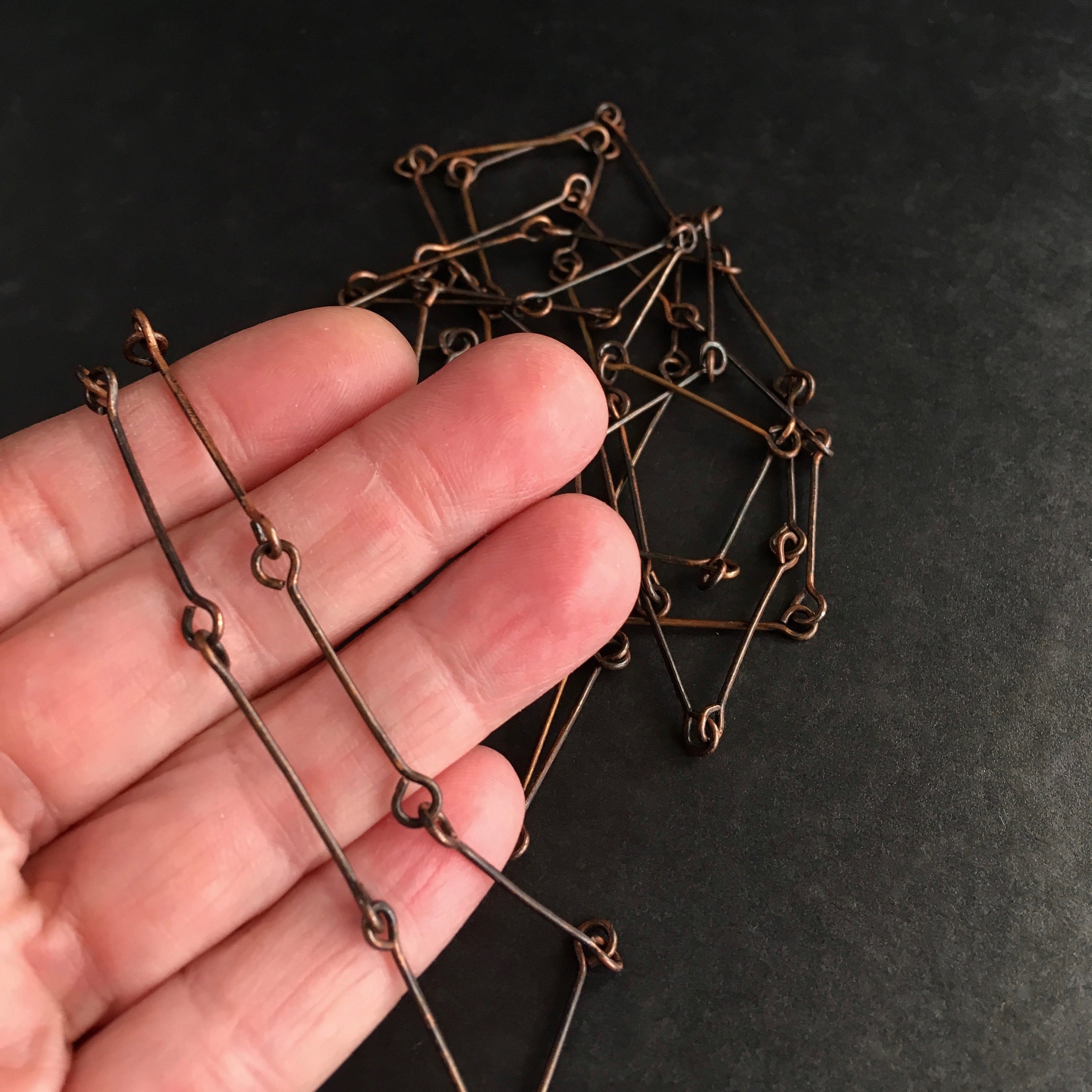 COPPER Necklace . Handmade Copper Chain Link Necklace . Rustic - Etsy