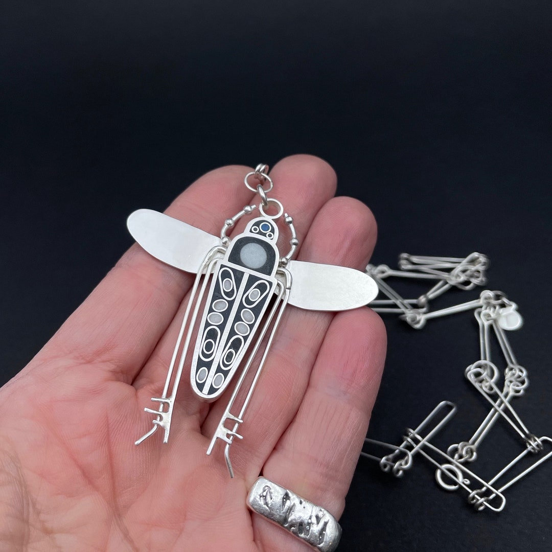 Mostly MONOCHROME MOTH Pendant . Black and White Insect Necklace ...