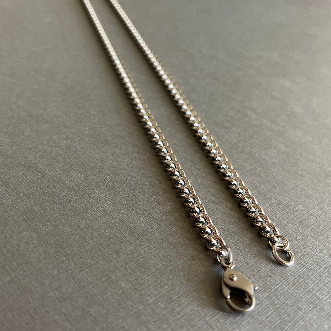 26 Inch Titanium Curb Chain . Hypoallergenic 4.4 Mm Pure Titanium Curb ...