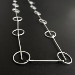 Handmade 22 Chain . INTERSECTED CIRCLE Necklace Silver Links . 22 Inch ...