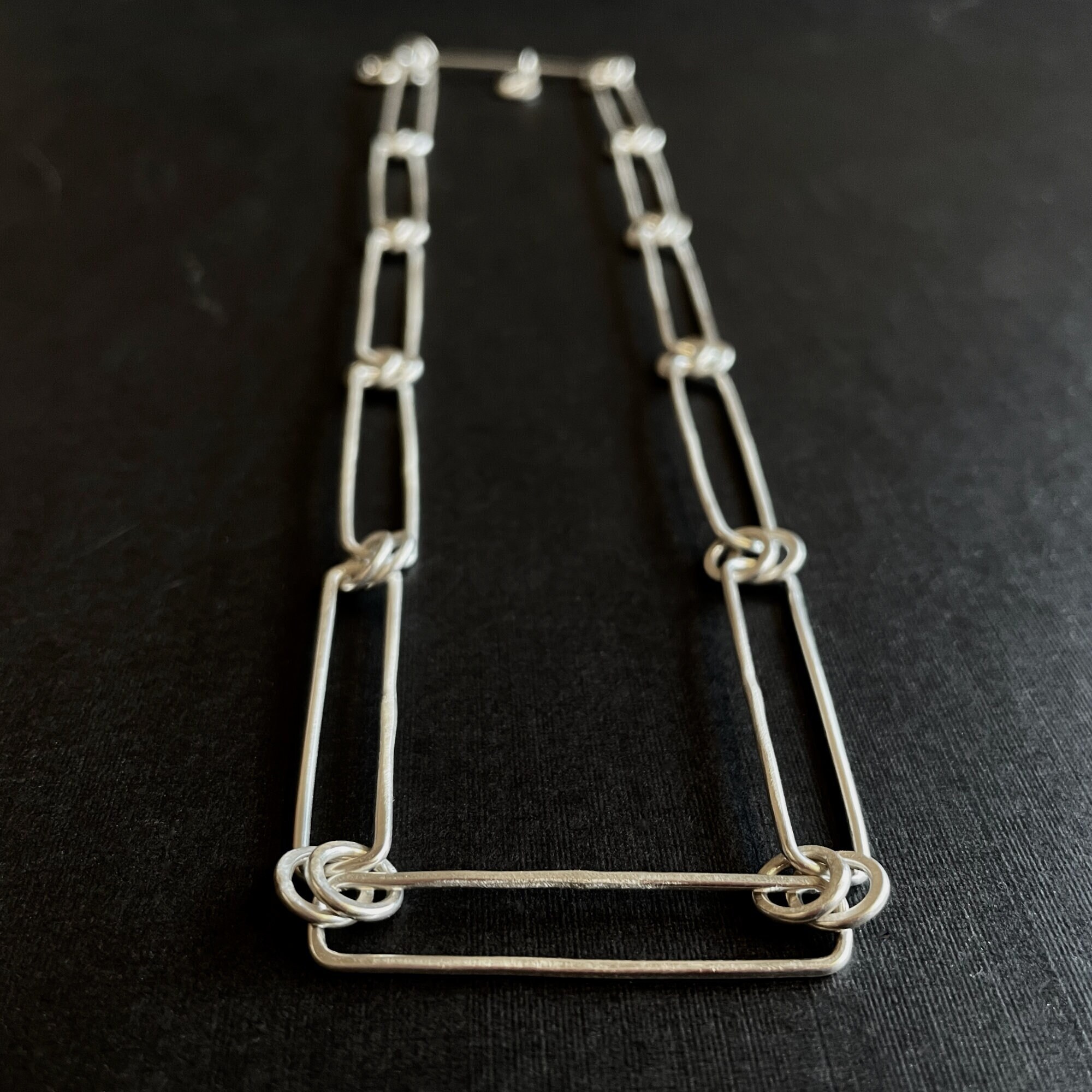 RECTANGLE LINKS 20" Chain . Handmade Silver Chain Necklace . Simple ...