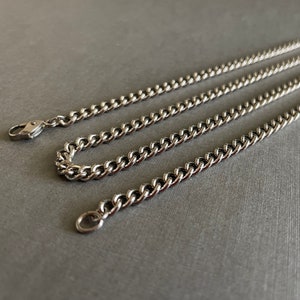 26 Inch Titanium Curb Chain . Hypoallergenic 4.4 Mm Pure Titanium Curb ...