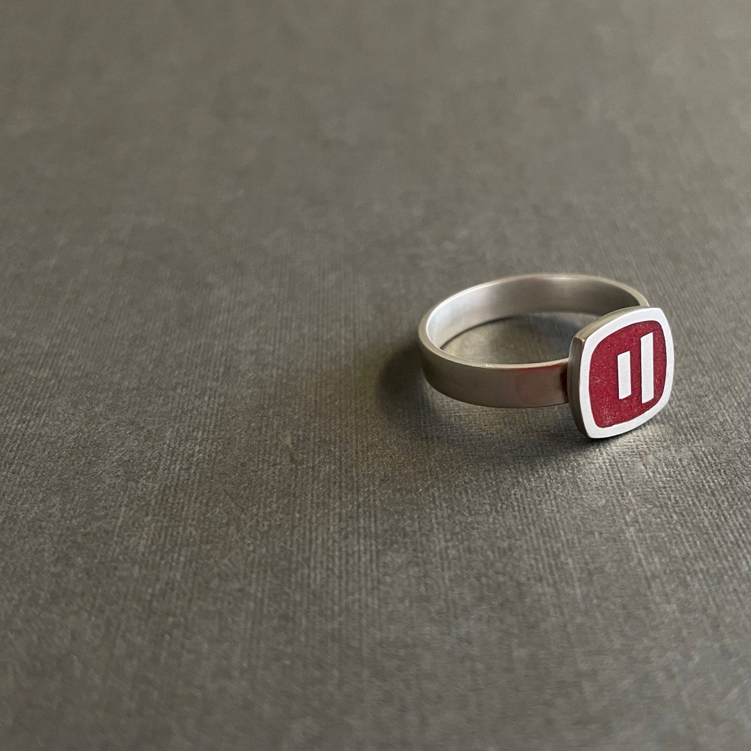 RED SQUARE Ring Size 9 Sterling Silver . Modern Square Ring . - Etsy