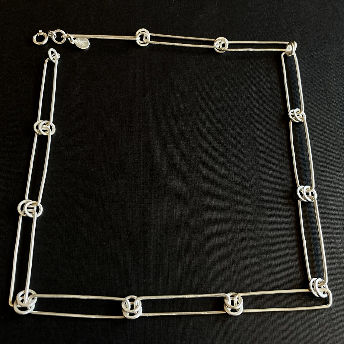 RECTANGLE LINKS 20" Chain . Handmade Silver Chain Necklace . Simple ...