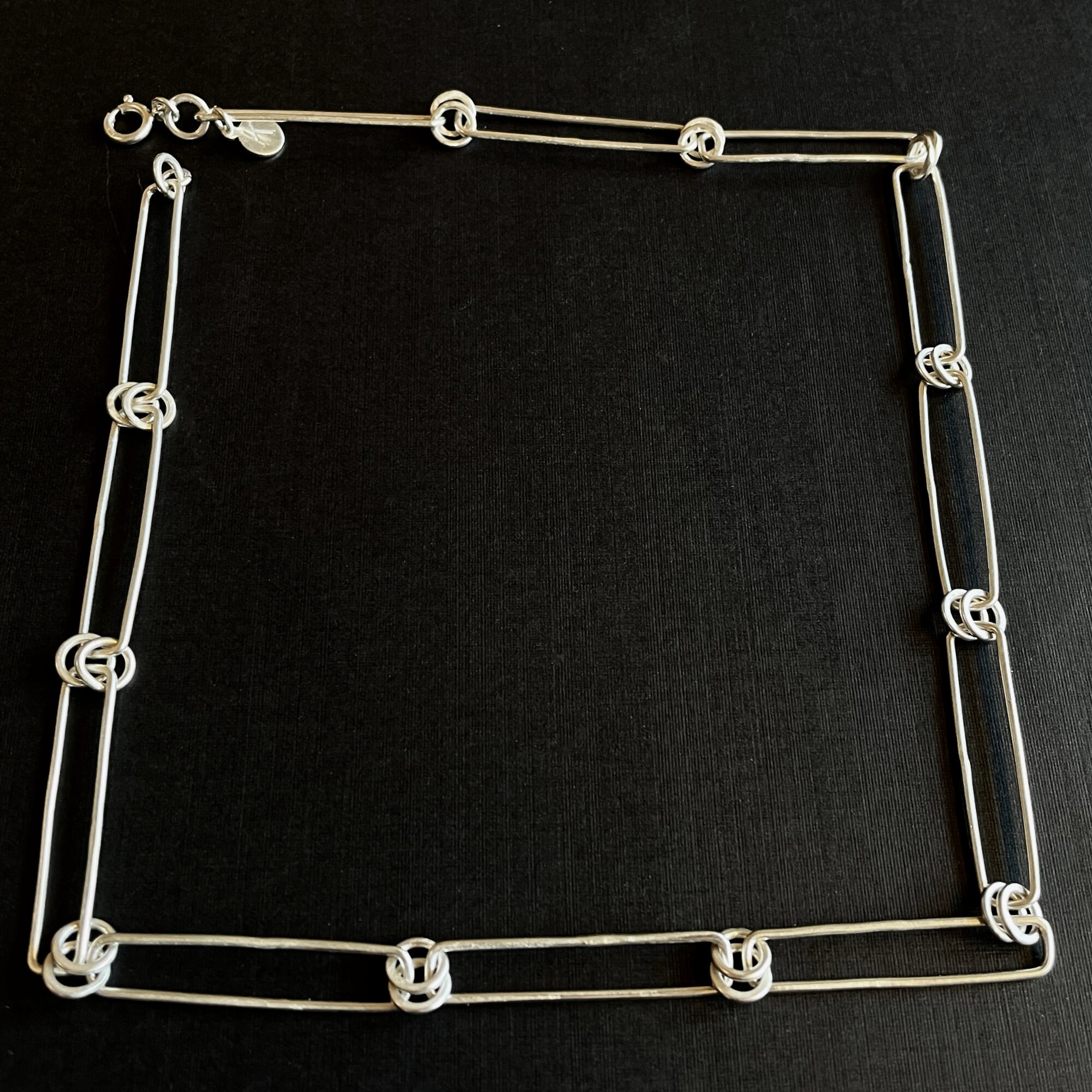 RECTANGLE LINKS 20" Chain . Handmade Silver Chain Necklace . Simple ...