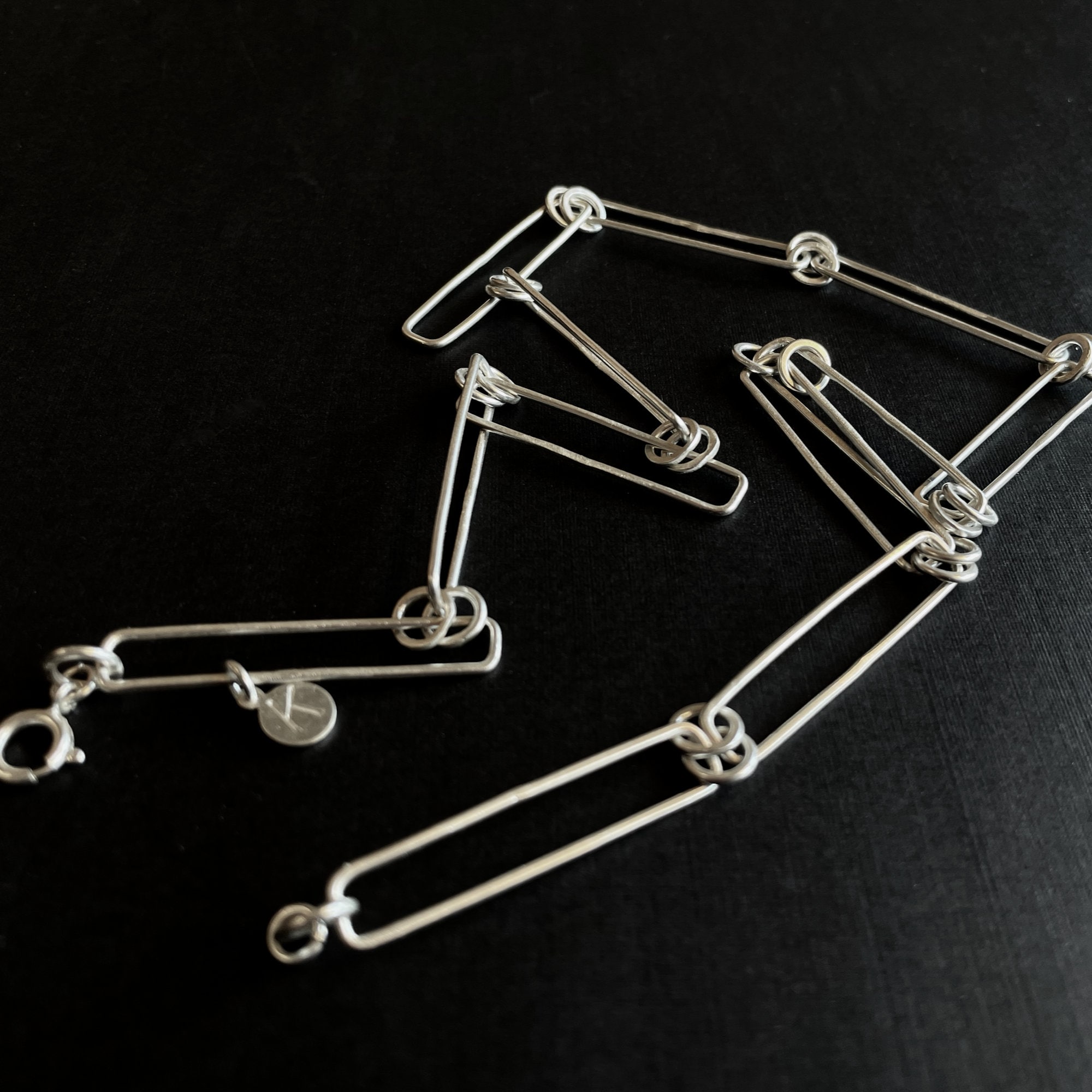 RECTANGLE LINKS 20" Chain . Handmade Silver Chain Necklace . Simple ...