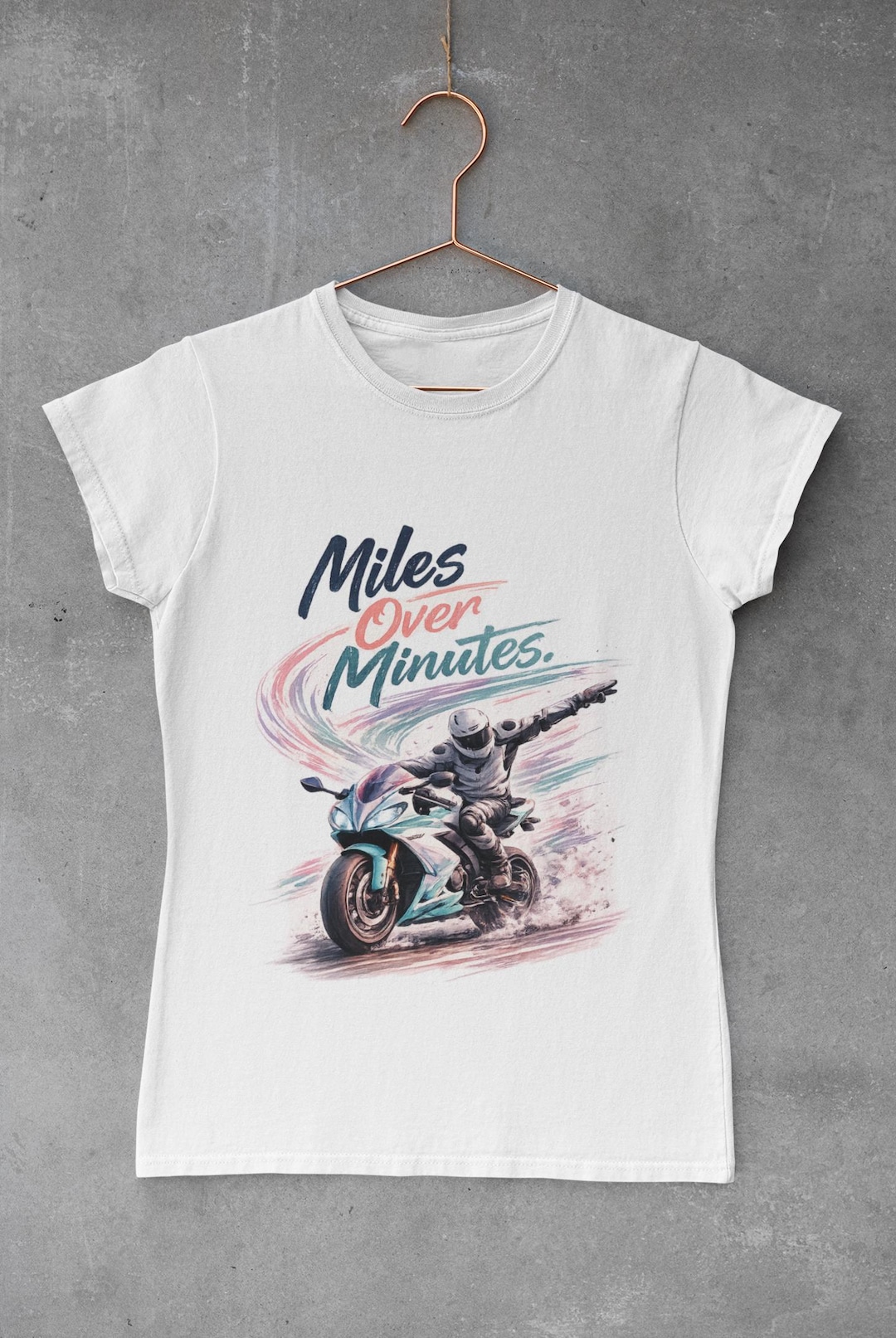 Motorcycle Rider Graphic Tee, Pastel Sportbike Adventure Apparel - Etsy
