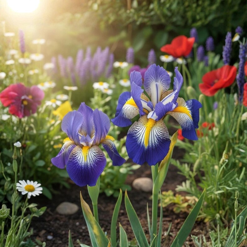 50 Bearded Iris Seeds • Blue, White, Yellow Ornamental Garden Flowers ...