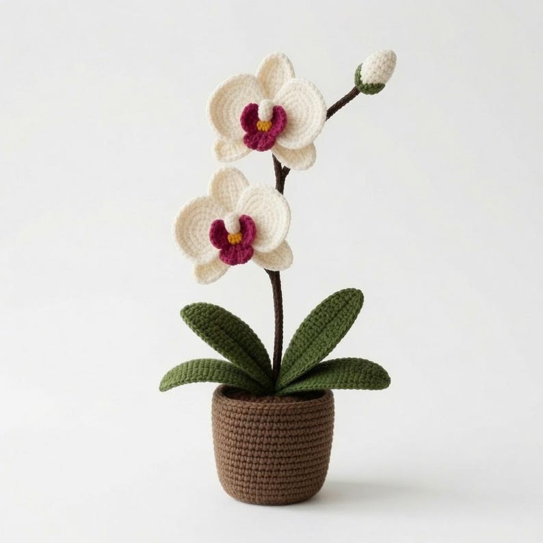 Crochet Orchid Pattern PDF, Realistic Potted Flower, Intermediate DIY ...