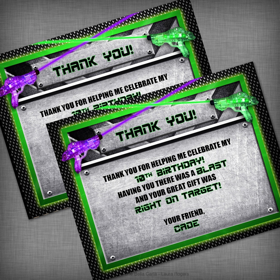 Laser Tag Thank You Card - Etsy
