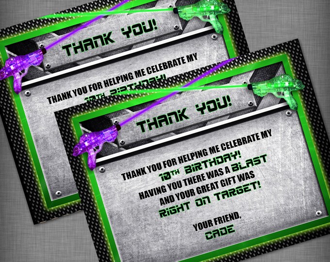 Laser Tag Thank You Card - Etsy