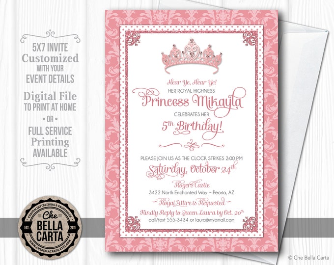 Princess Customized Printable Invitation - Etsy