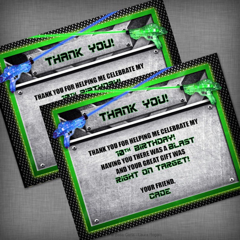 Laser Tag Thank You Card - Etsy