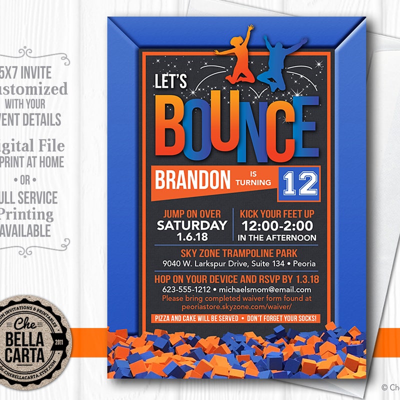 Sky Zone Invitation - Etsy