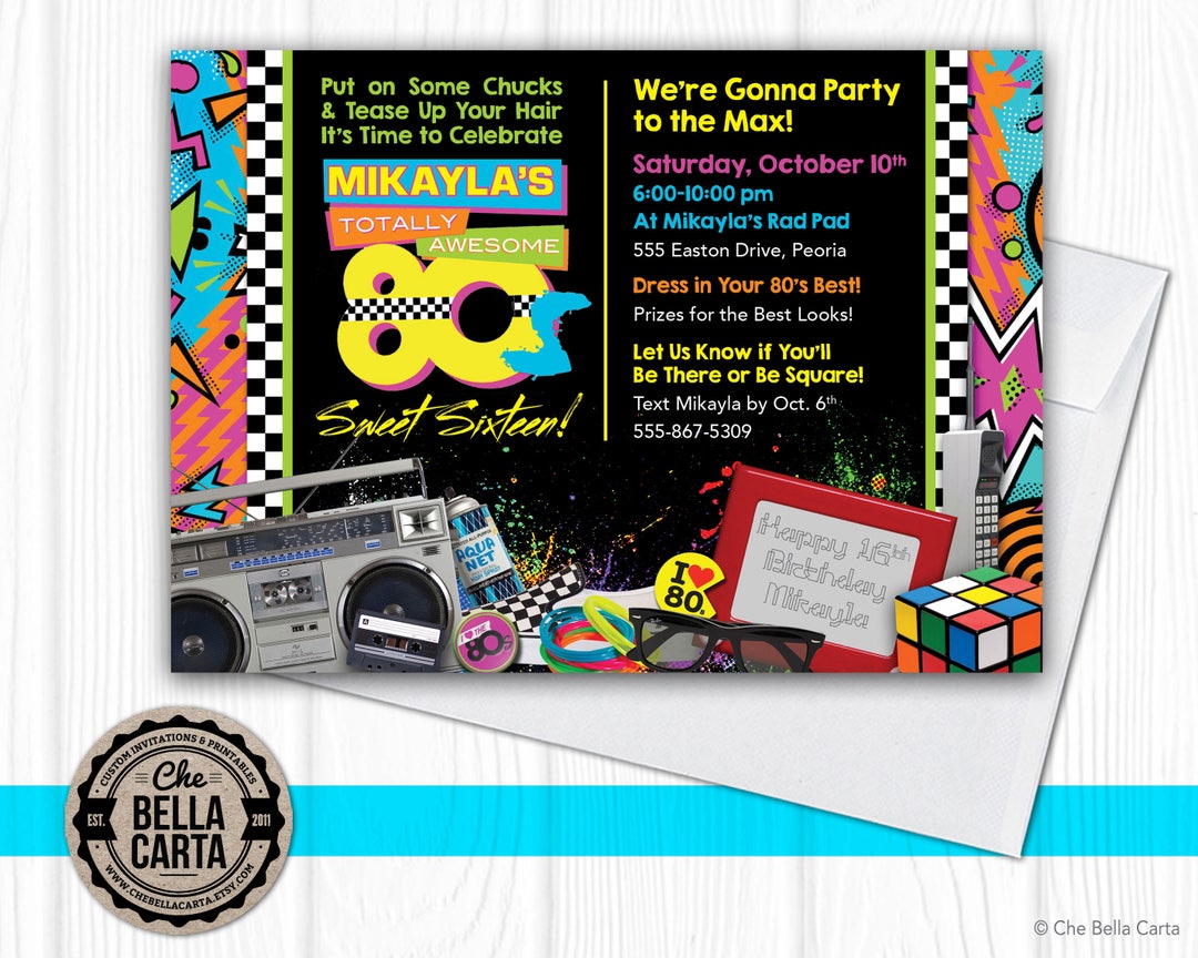 80s Party Customized Printable Invitation - Etsy