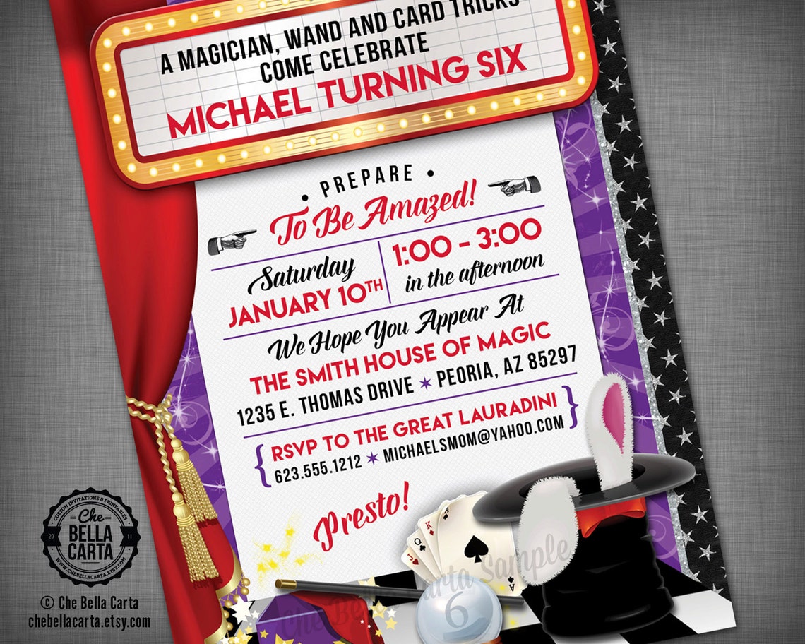 Magic Themed Customized Printable Invitation - Etsy