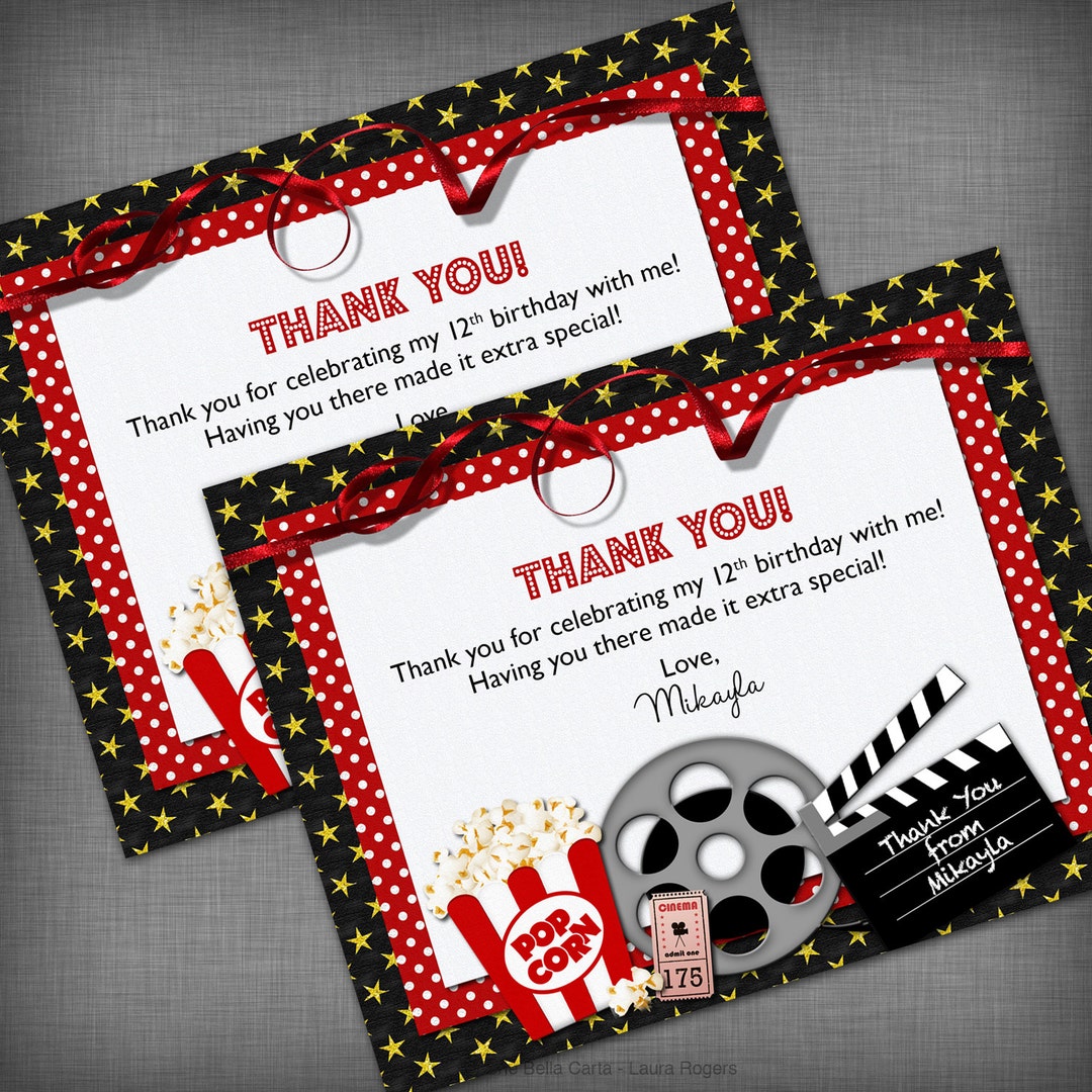 Movie Theme Thank You Card - Etsy