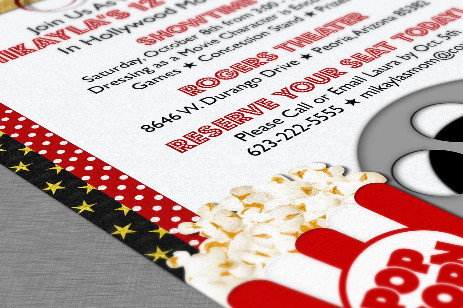 Movie Party Customized Printable Invitation - Etsy