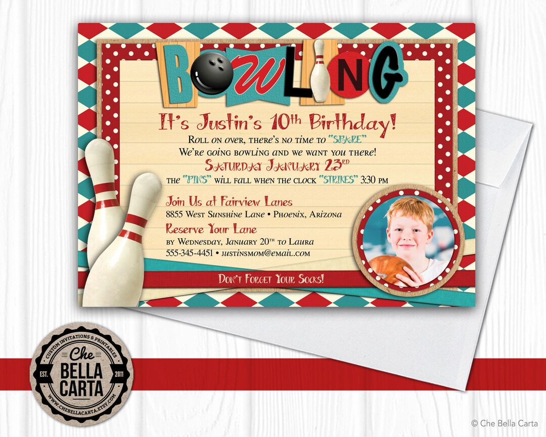Photo Bowling Party Customized Printable Invitation - Etsy