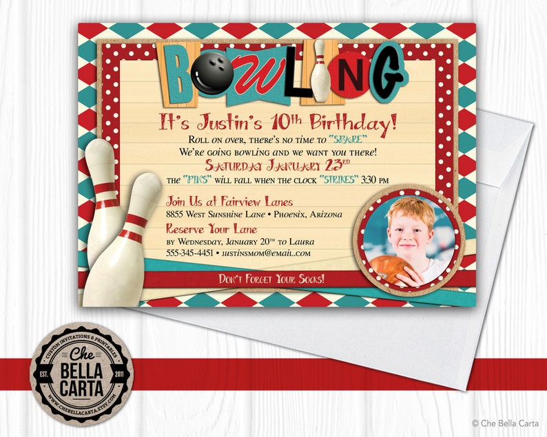 Photo Bowling Party Customized Printable Invitation - Etsy